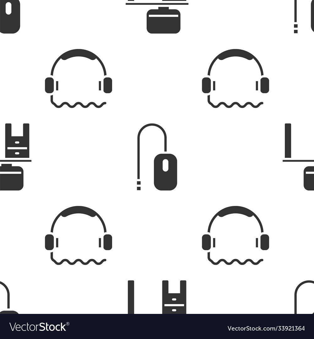 Set computer monitor and desk computer mouse Vector Image