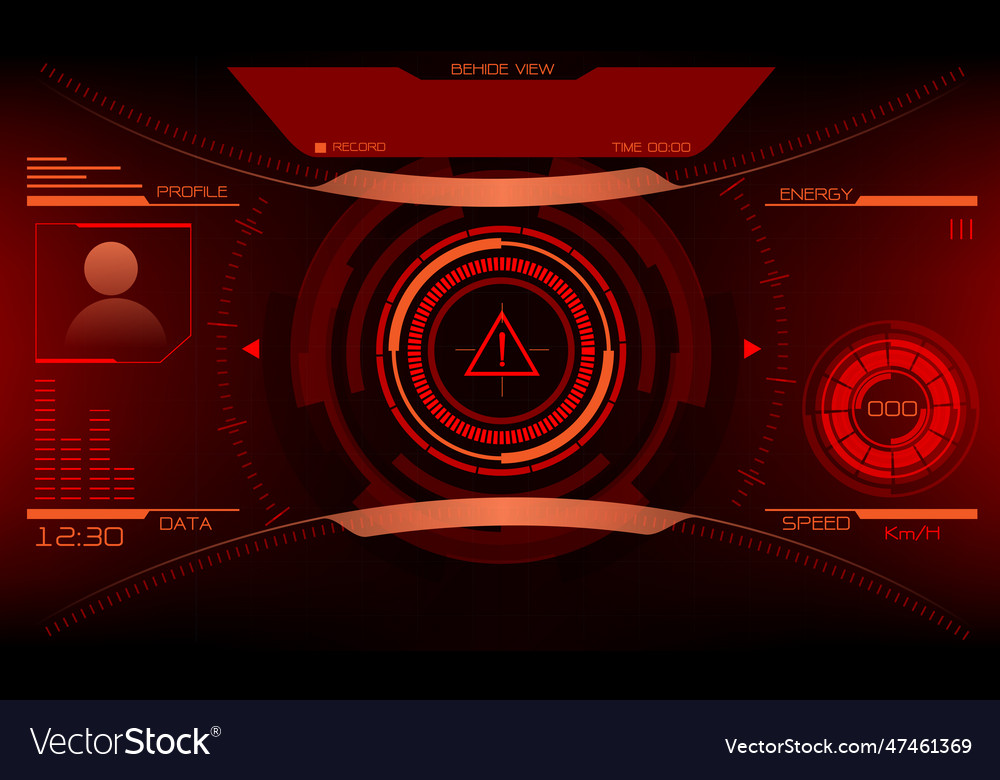 Hud sci-fi interface screen danger warning view Vector Image
