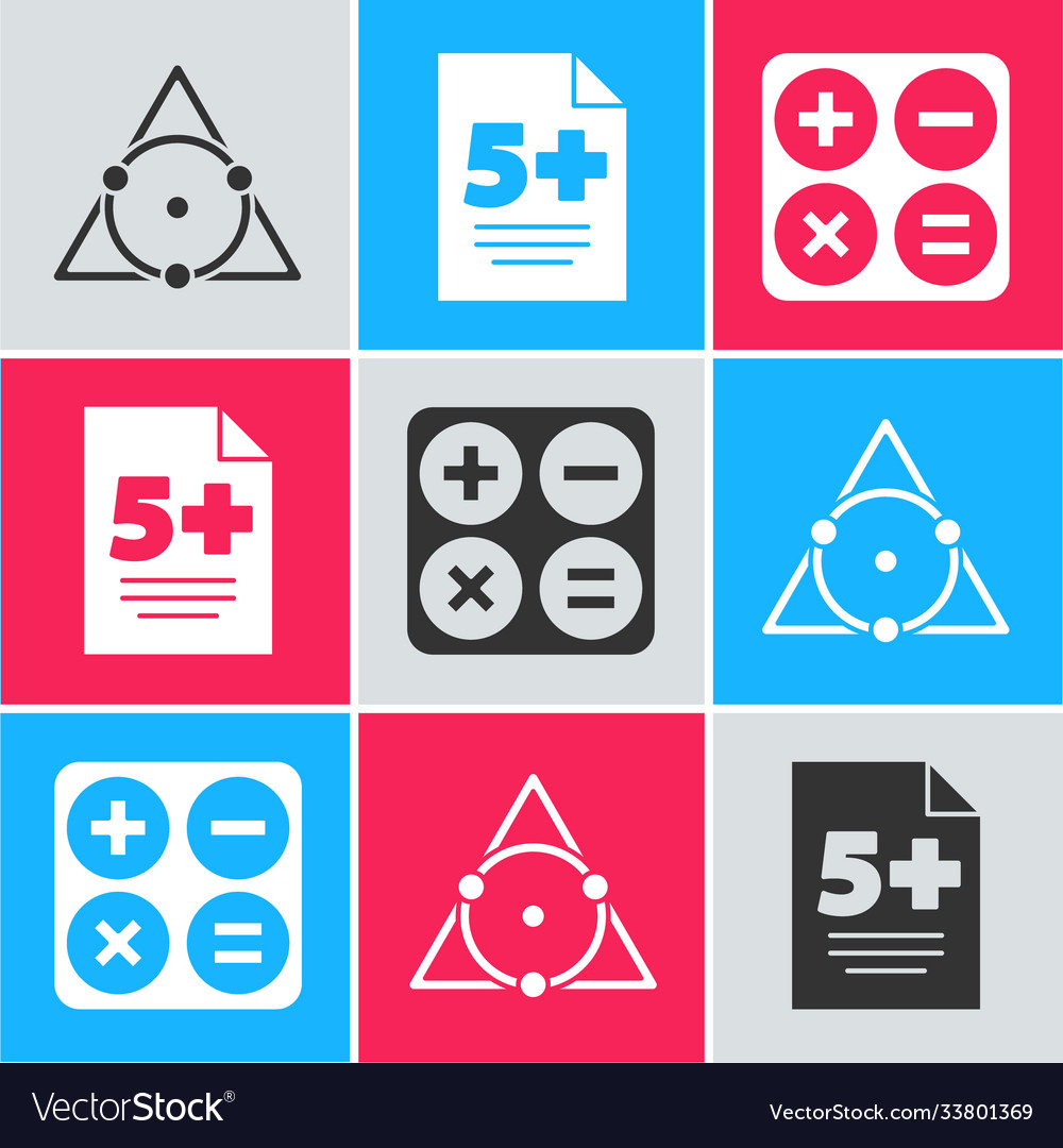 Set triangle math test or exam sheet Royalty Free Vector