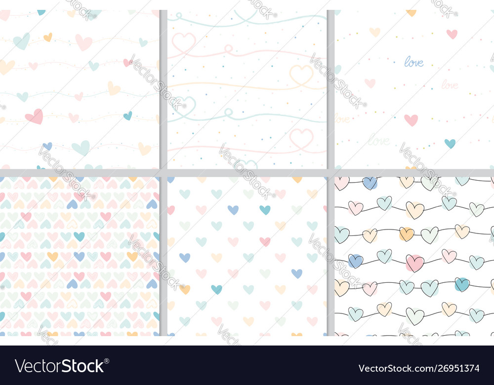Pastel valentine doodle heart seamless pattern Vector Image