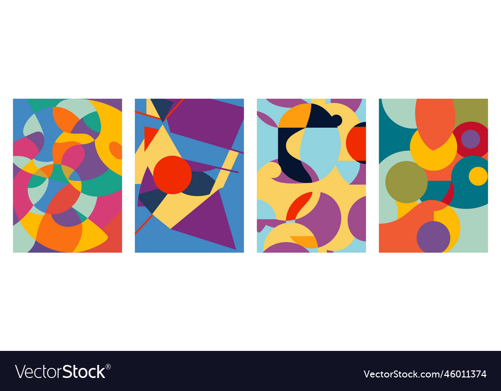 Set of creative geometric cards abstract geometry Vector Image
