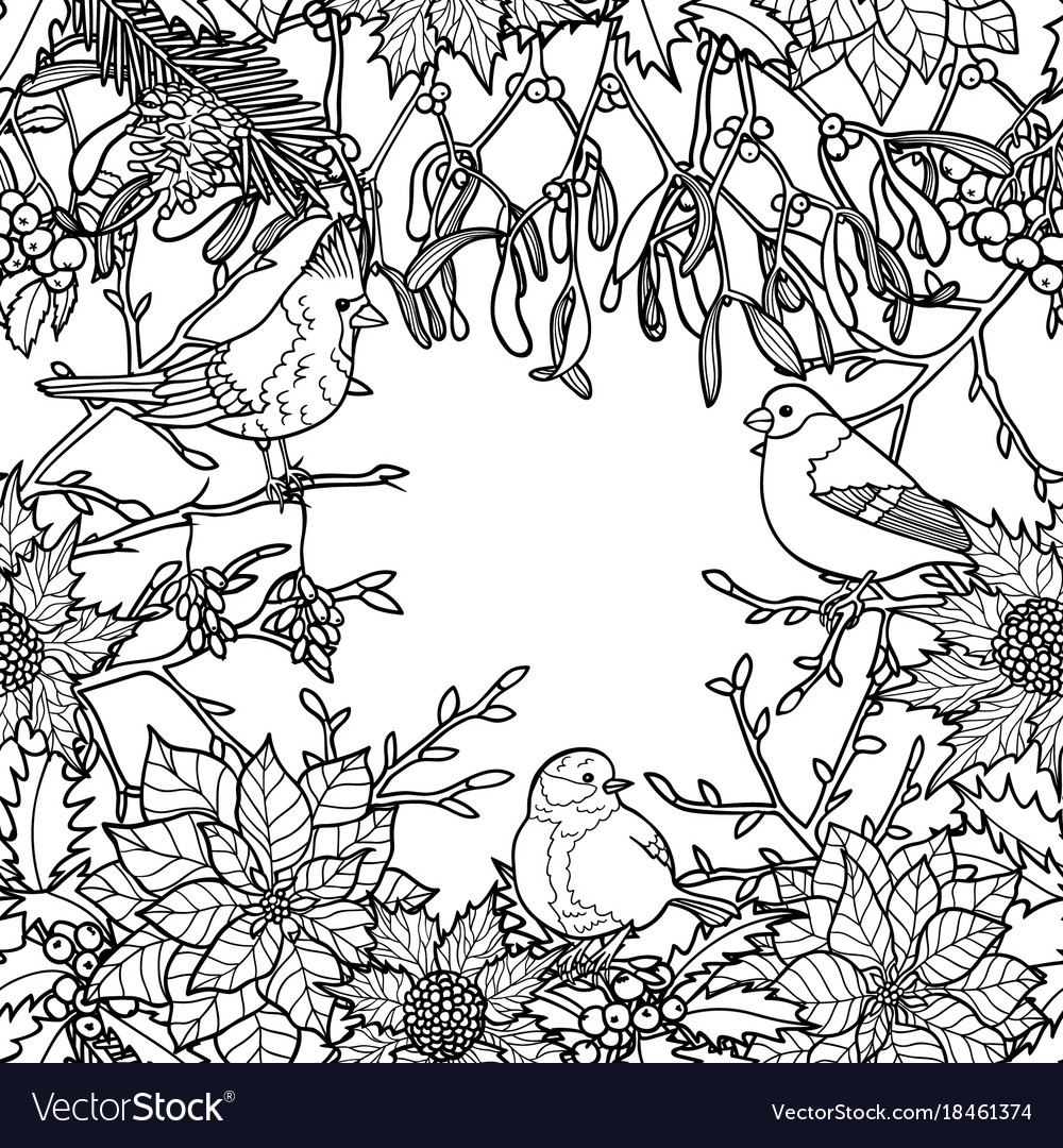 Winter outline seamless pattern Royalty Free Vector Image