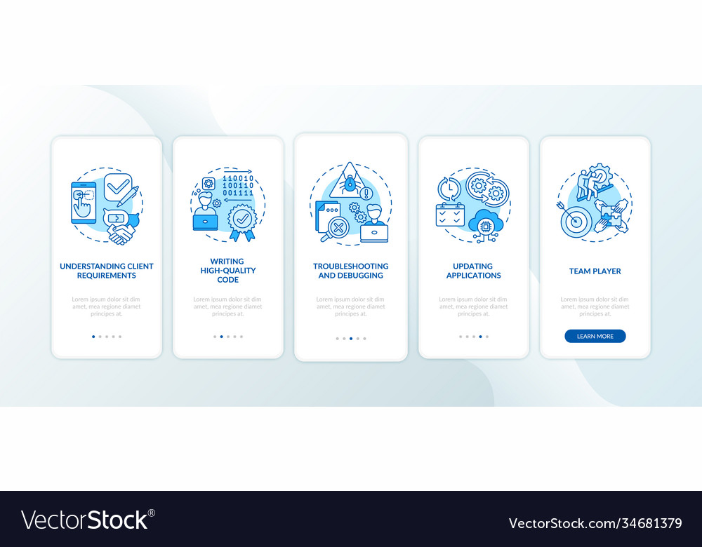 App developer skills onboarding mobile page Vector Image