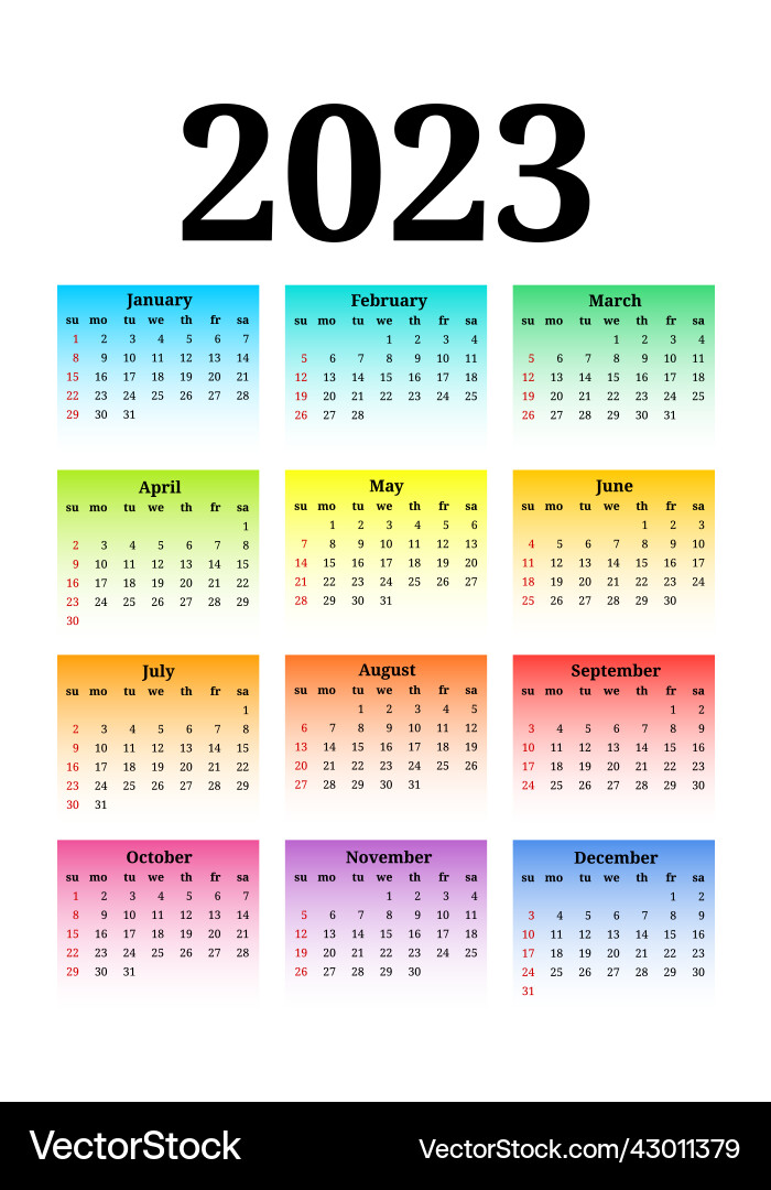 Calendar for 2023 isolated on a white background Vector Image
