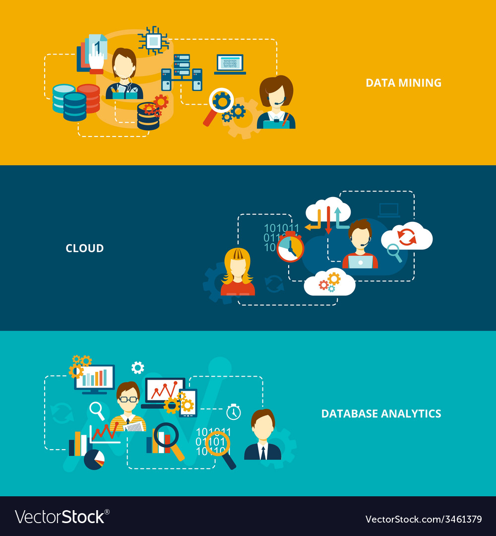 Database analytics banner set Royalty Free Vector Image