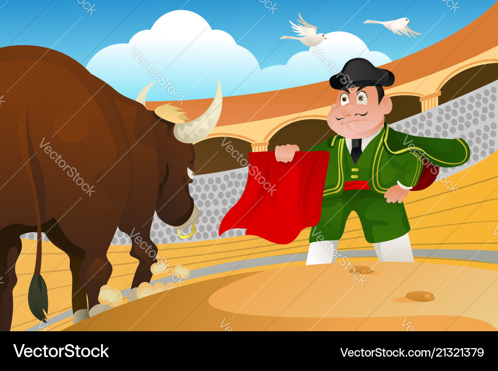 Matador and a bull Royalty Free Vector Image - VectorStock