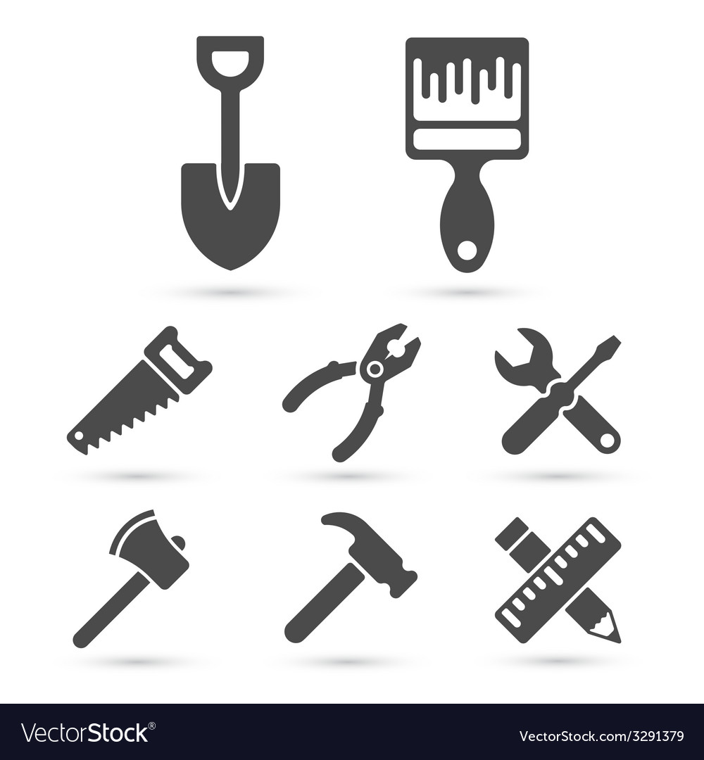 Working tool Icons on white elements Royalty Free Vector