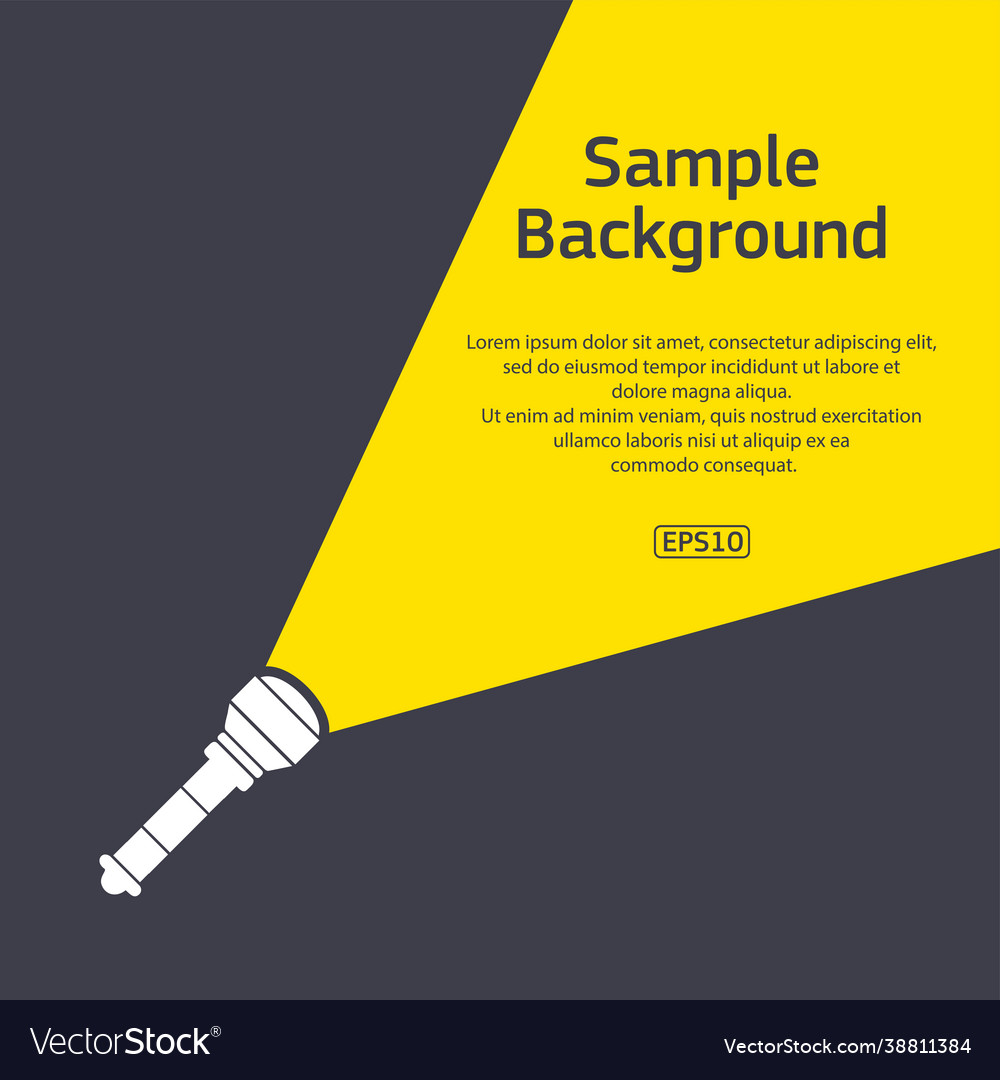 Hand flashlight with sample text Royalty Free Vector Image