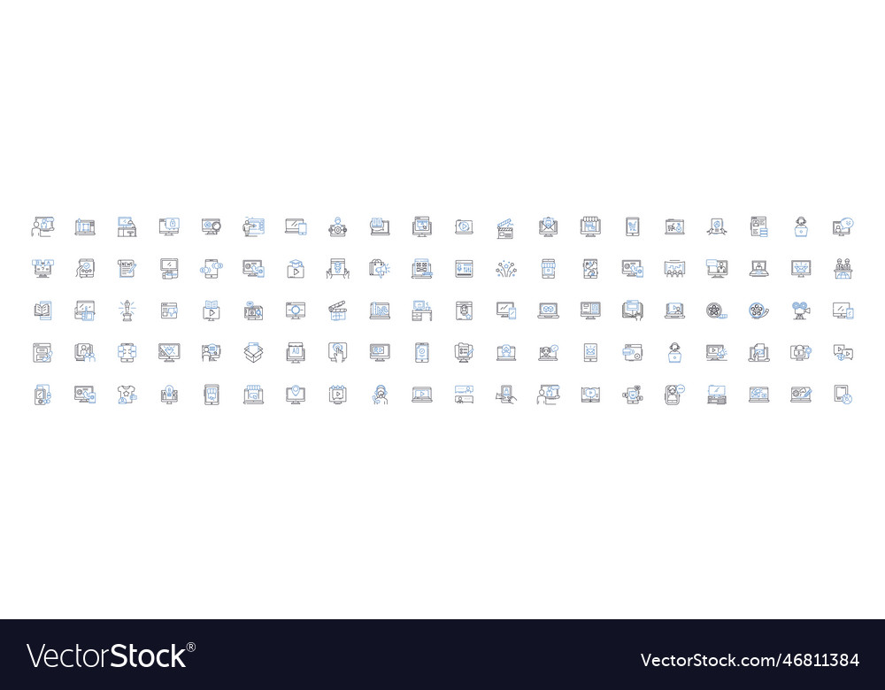 Press line icons collection publish newspaper Vector Image Press line icons collection publish newspaper Vector Image