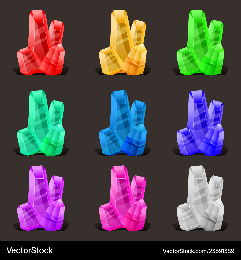 Crystal set different colors stone Royalty Free Vector Image