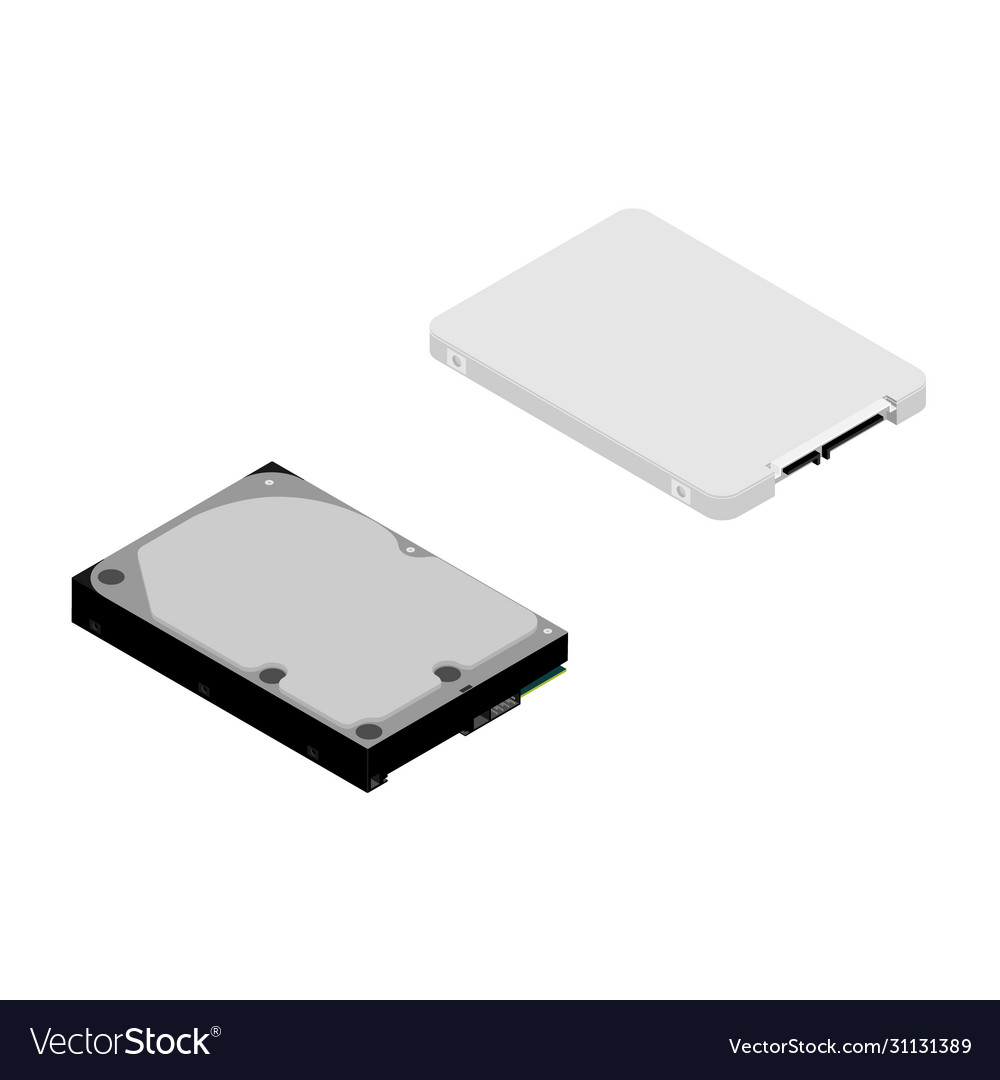 Hard disk next to ssd solid state drive Royalty Free Vector