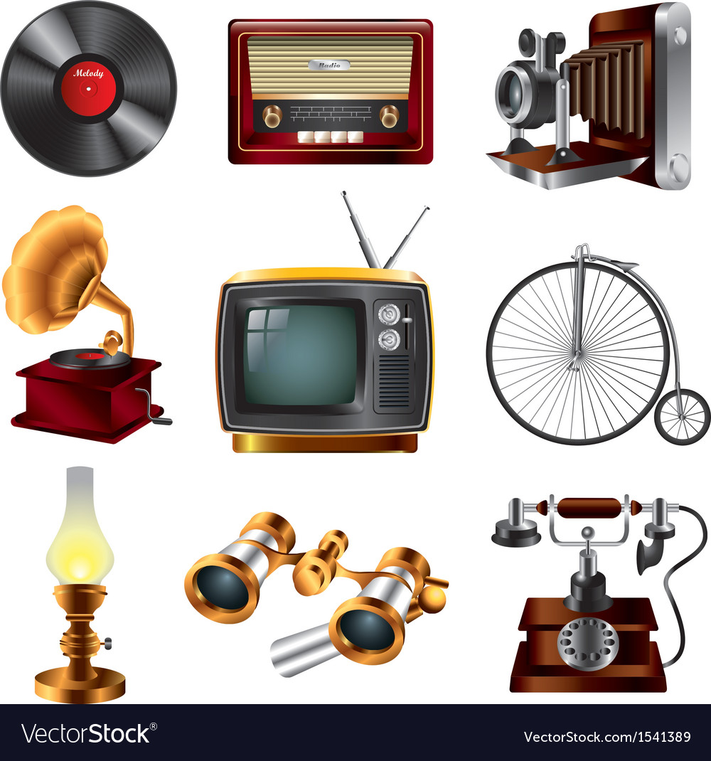 Icons retro Royalty Free Vector Image - VectorStock