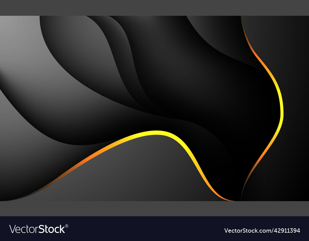 Abstract Gold Black Shadow Curve Overlap On Grey Vector Image