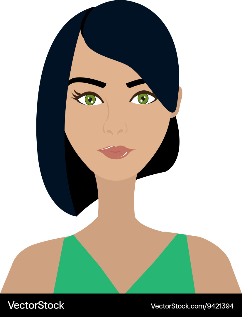 Cartoon avatar woman front view Royalty Free Vector Image