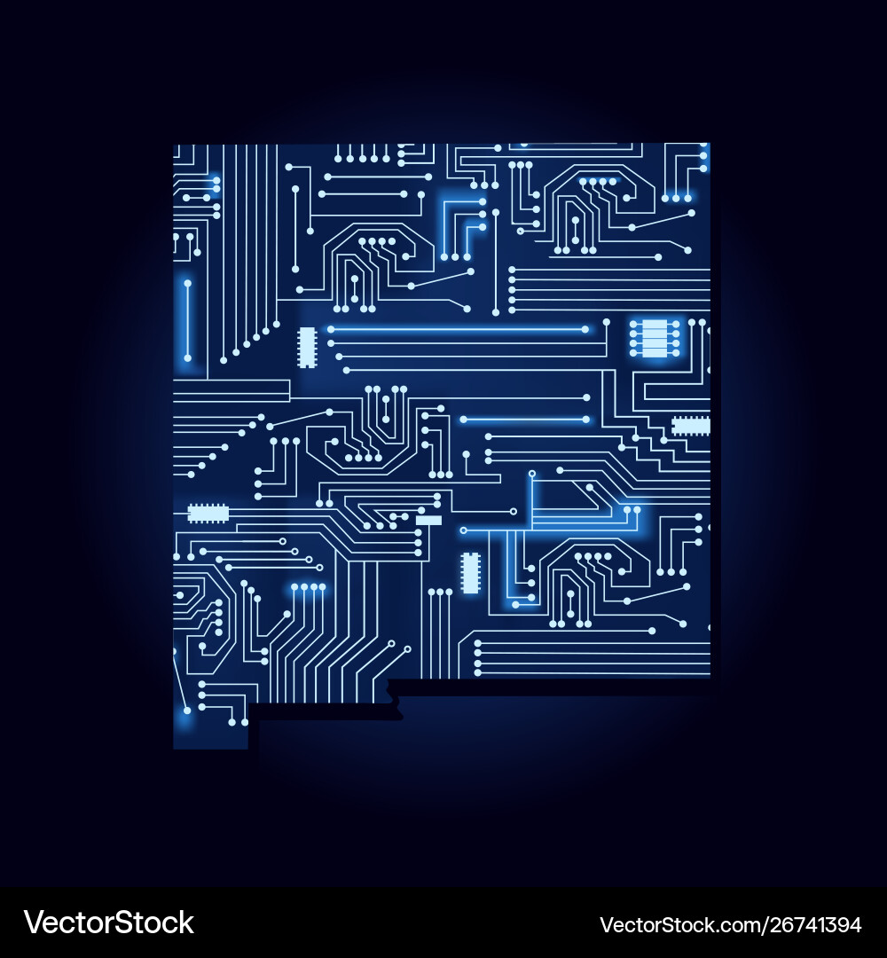 Map new mexico with electronic circuit Royalty Free Vector