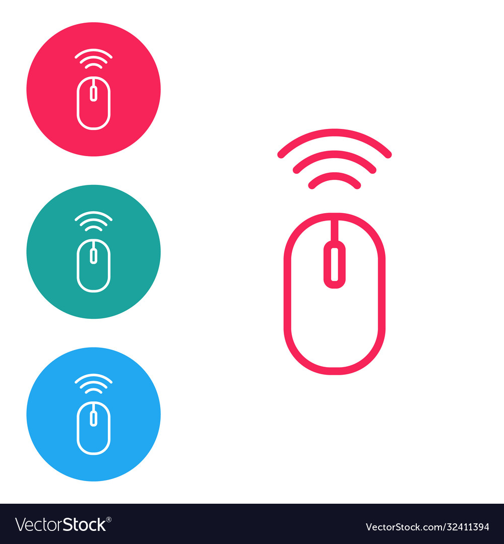 Red line wireless computer mouse system icon Vector Image