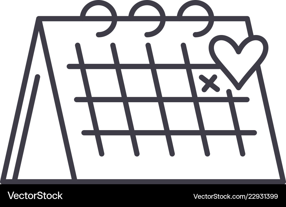 Calendar line icon concept linear Royalty Free Vector Image