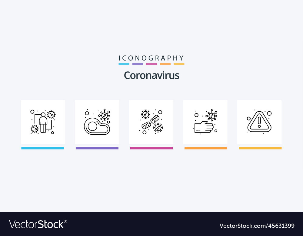 Coronavirus line 5 icon pack including infedted Vector Image
