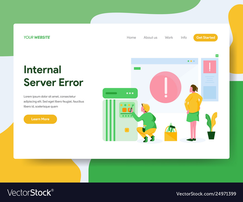 Landing page template internal server error Vector Image