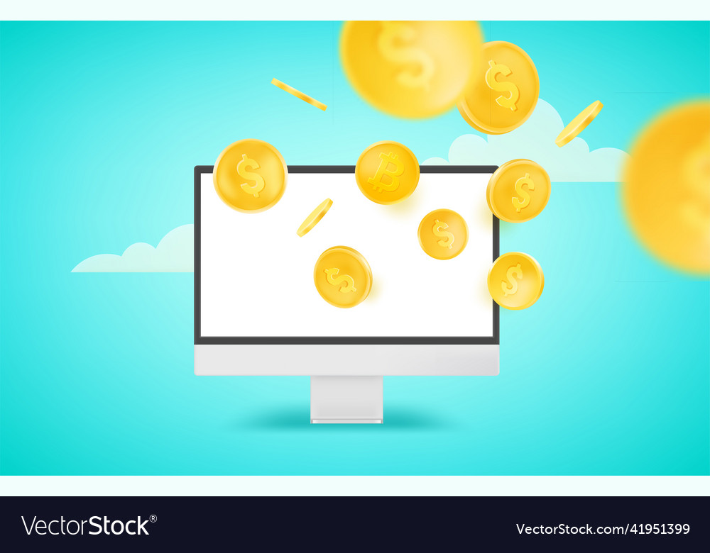 Receiving income using computer technology Vector Image
