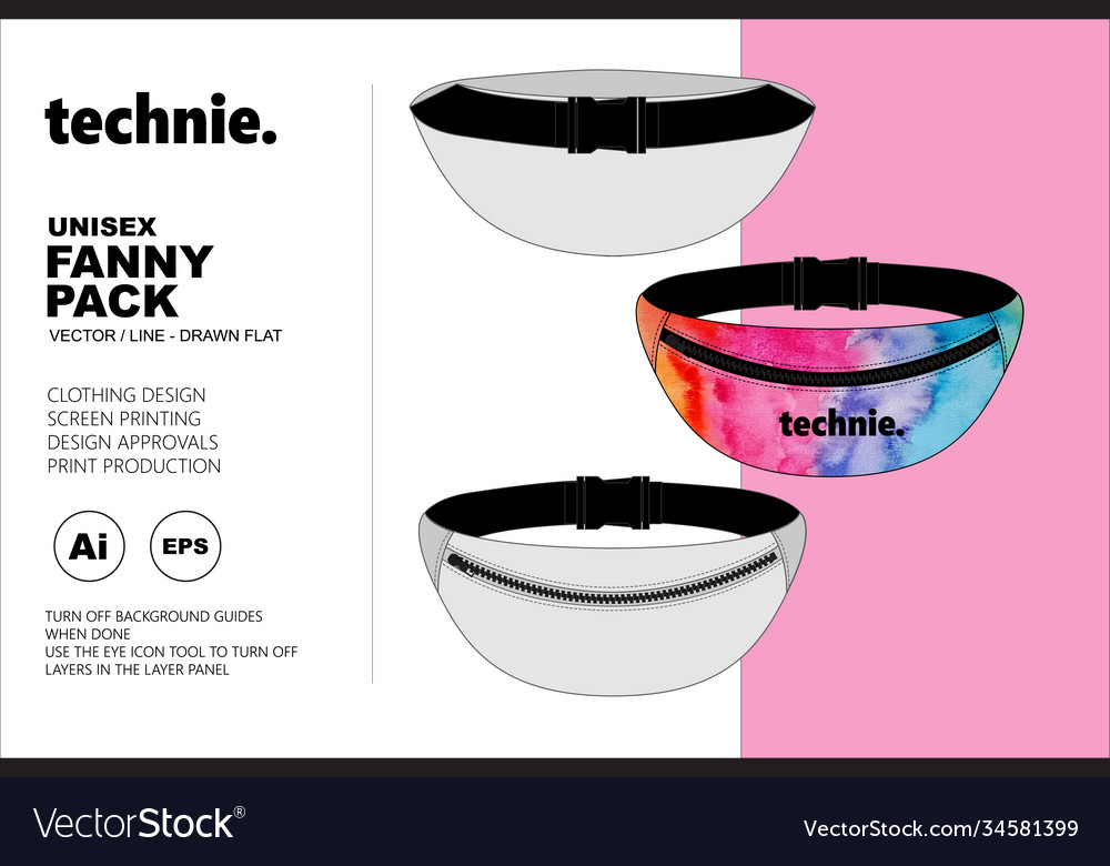 technie-fanny-pack-flat-template-royalty-free-vector-image
