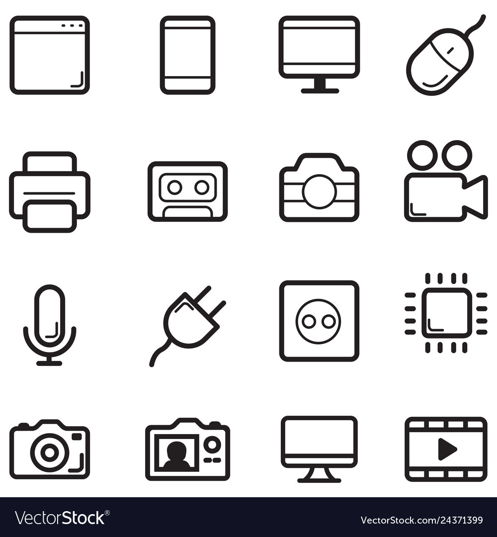 Technology thin line icon set Royalty Free Vector Image
