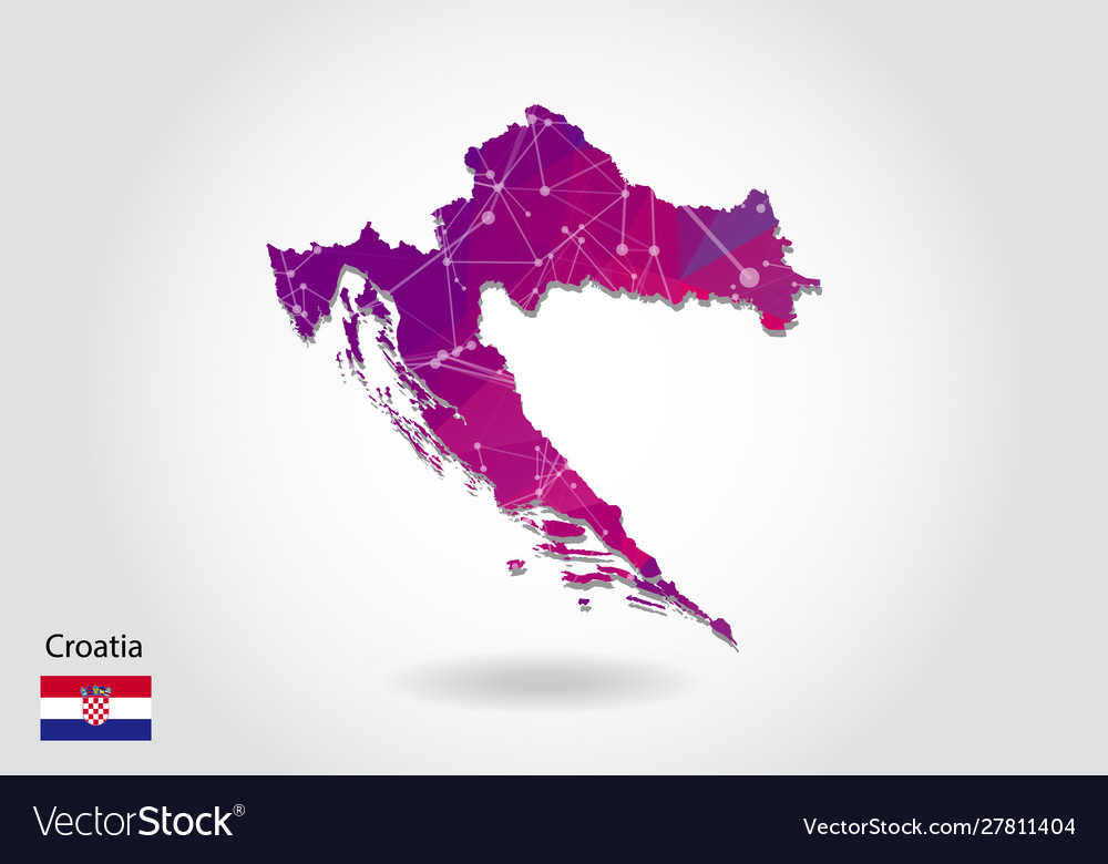 Polygonal croatia map low poly design map made of Vector Image Polygonal croatia map low poly design map made of Vector Image