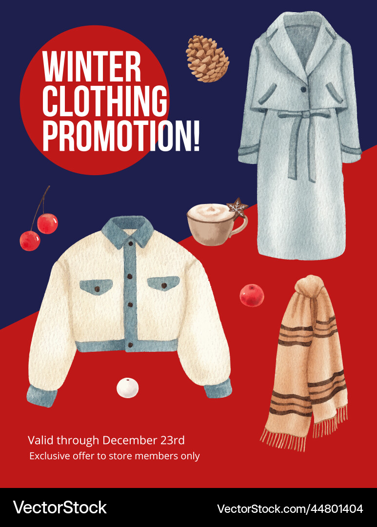 Poster template with winter clothing essential Vector Image