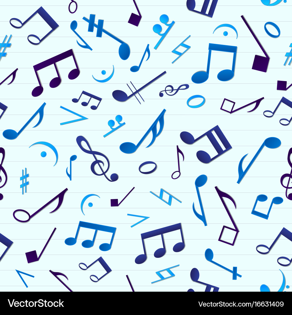 Blue music seamless pattern Royalty Free Vector Image