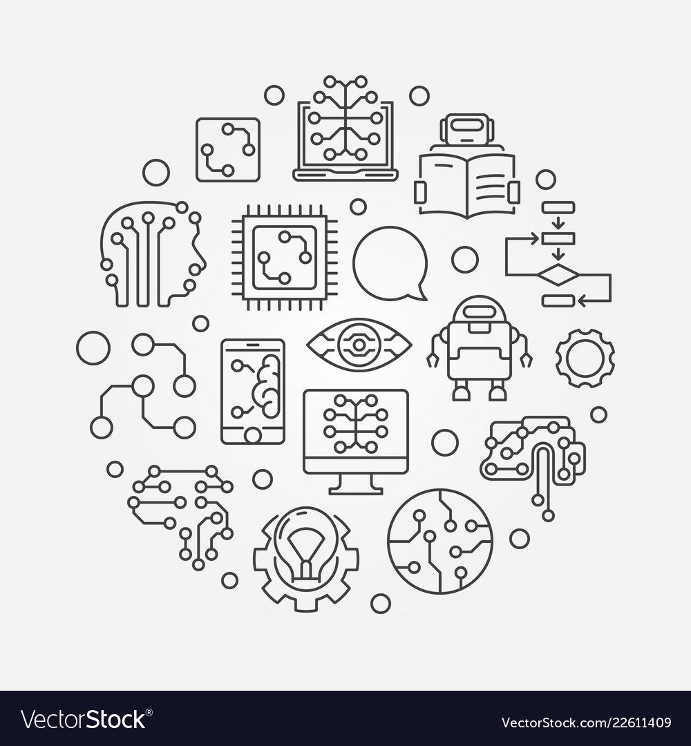 Machine learning circular Royalty Free Vector Image