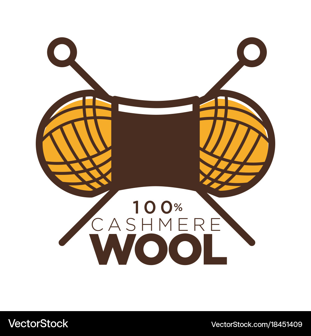 Wool cashmere clew needles icon for natural Vector Image