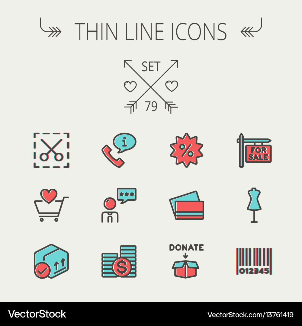 Business shopping thin line icon set Royalty Free Vector