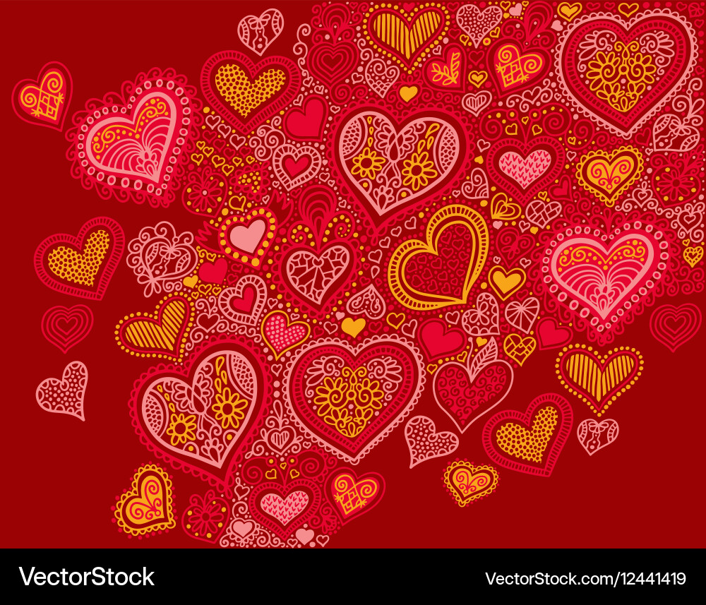 Drawing heart shape background in red colors Vector Image