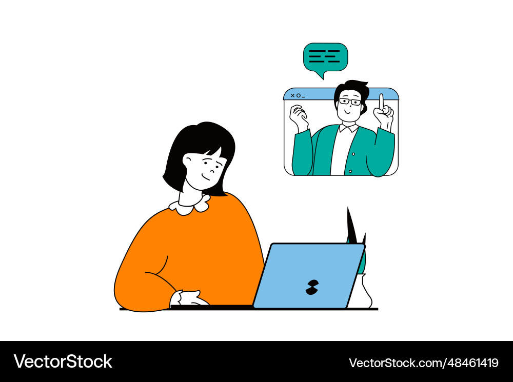Education Concept With People Scene In Flat Web Vector Image
