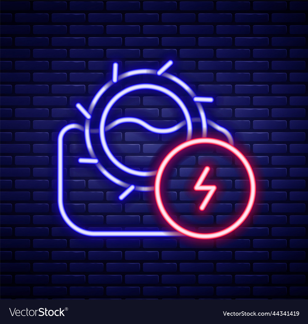 Glowing Neon Line Water Mill Icon Isolated Vector Image