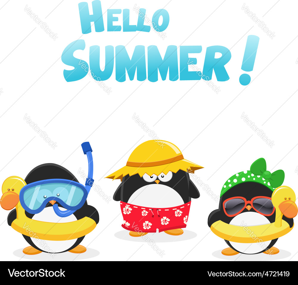 Summer penguins Royalty Free Vector Image - VectorStock