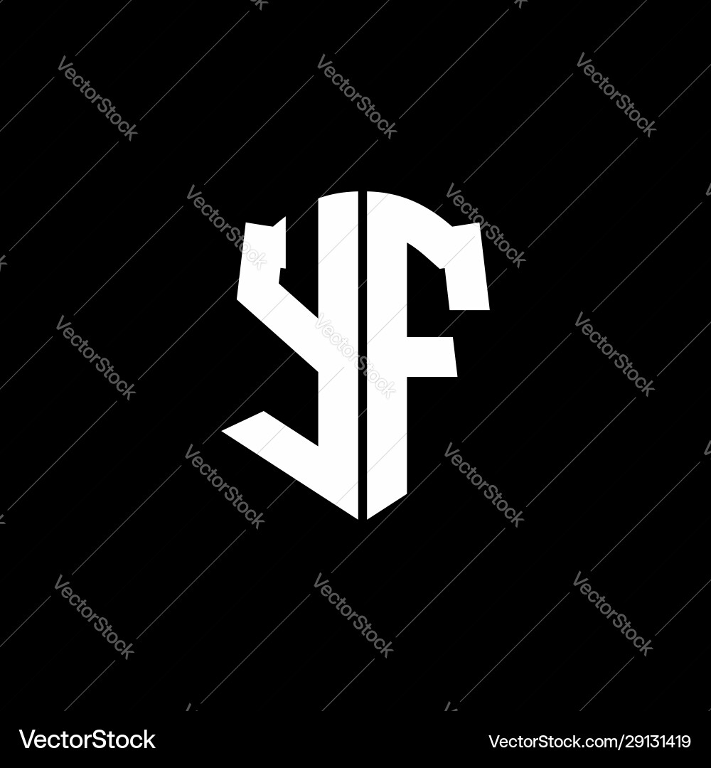 Yf monogram letter logo ribbon with shield style Vector Image