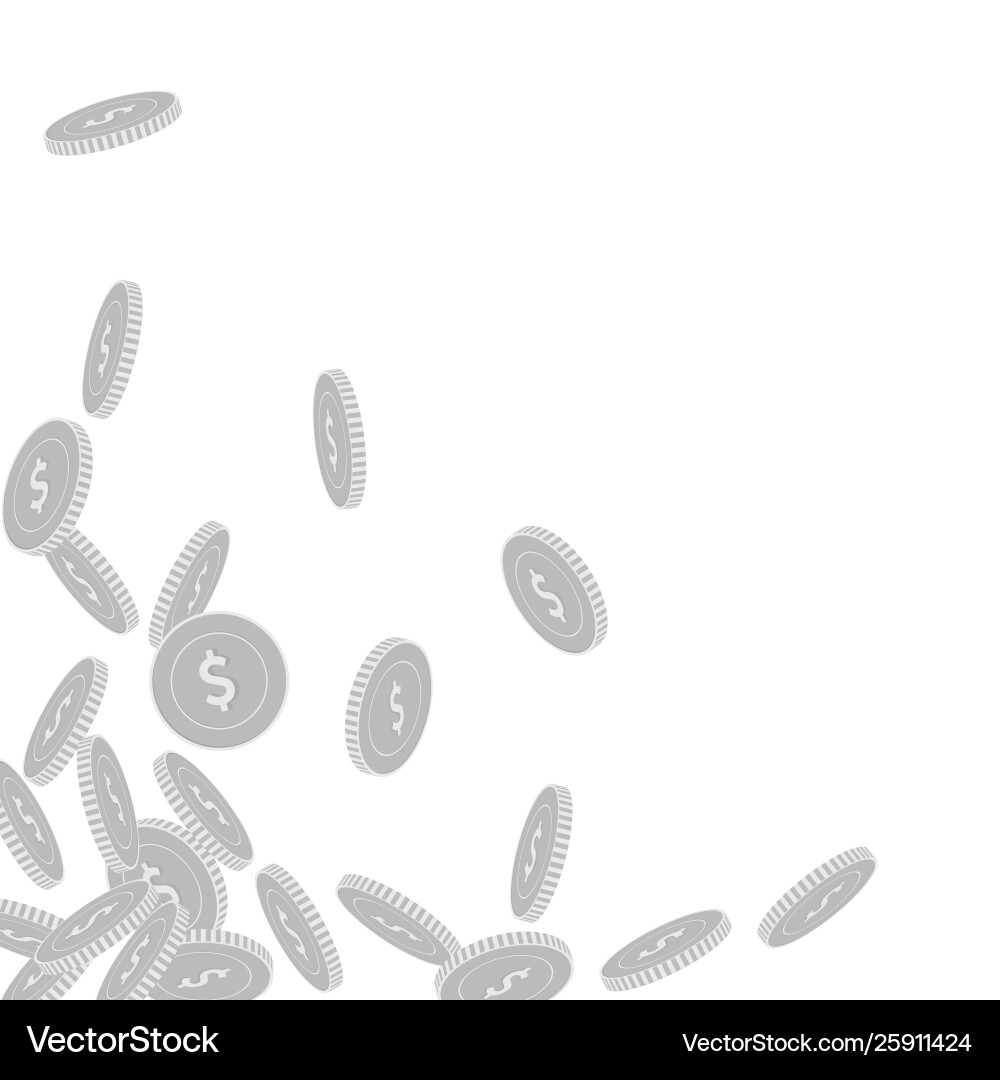American dollar coins falling scattered black Vector Image