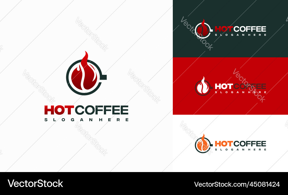 Hot coffee logo designs concept fire drink logo Vector Image