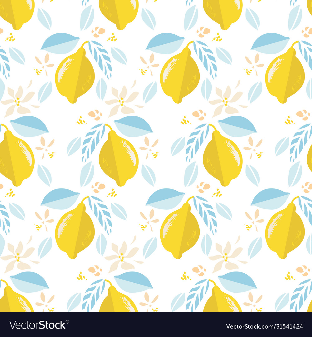 Modern citrus lemon repeating pattern Royalty Free Vector