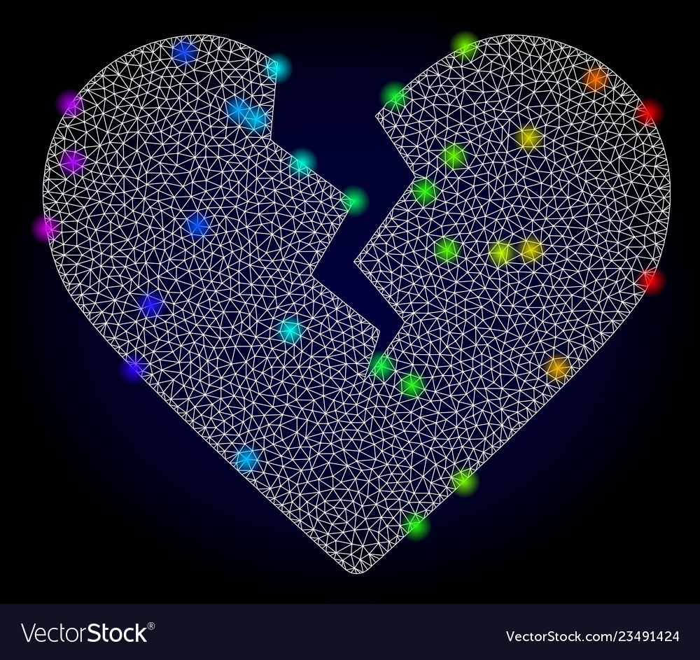 Wire Frame Mesh Divorce Heart With Rainbow Vector Image