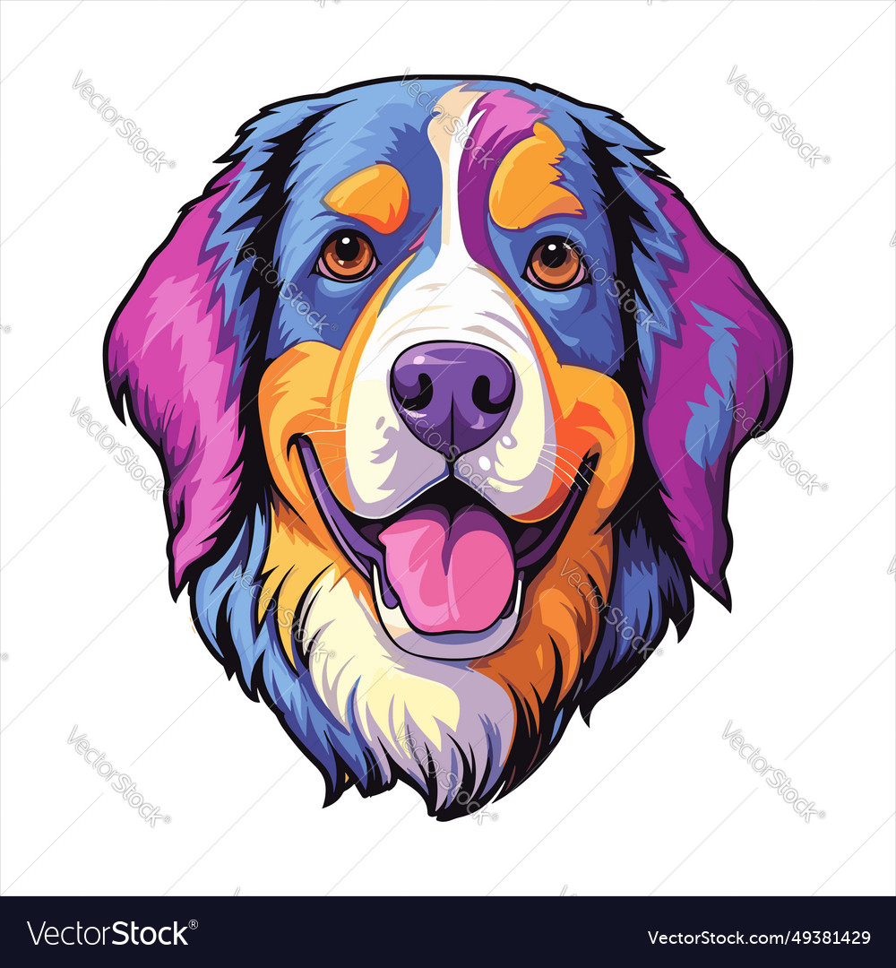 Bernese mountain dog breed colorful cartoon Vector Image Bernese mountain dog breed colorful cartoon Vector Image