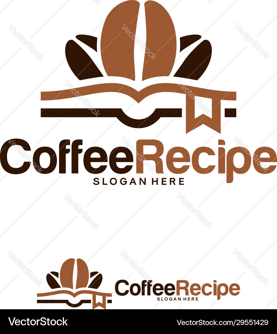 Coffee recipe logo designs concept book Royalty Free Vector