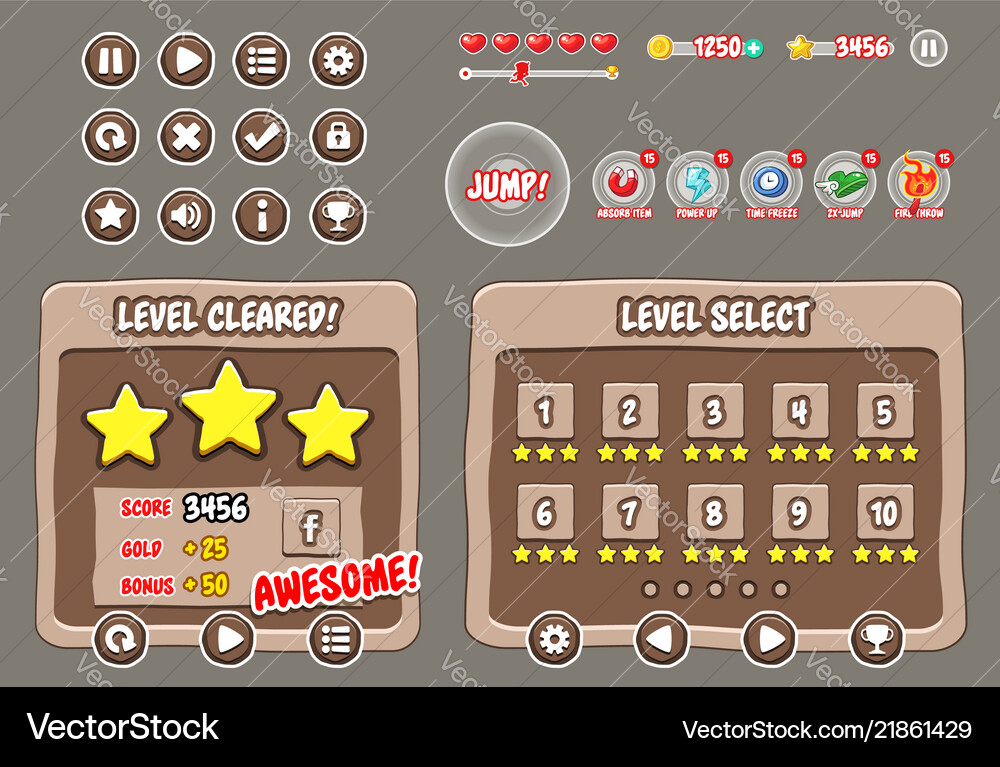 Game user interface templates Royalty Free Vector Image