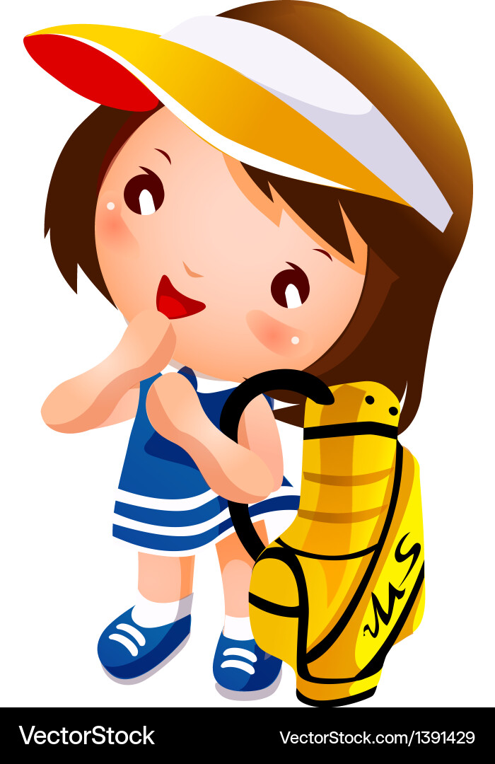 Girl carrying golf bag Royalty Free Vector Image