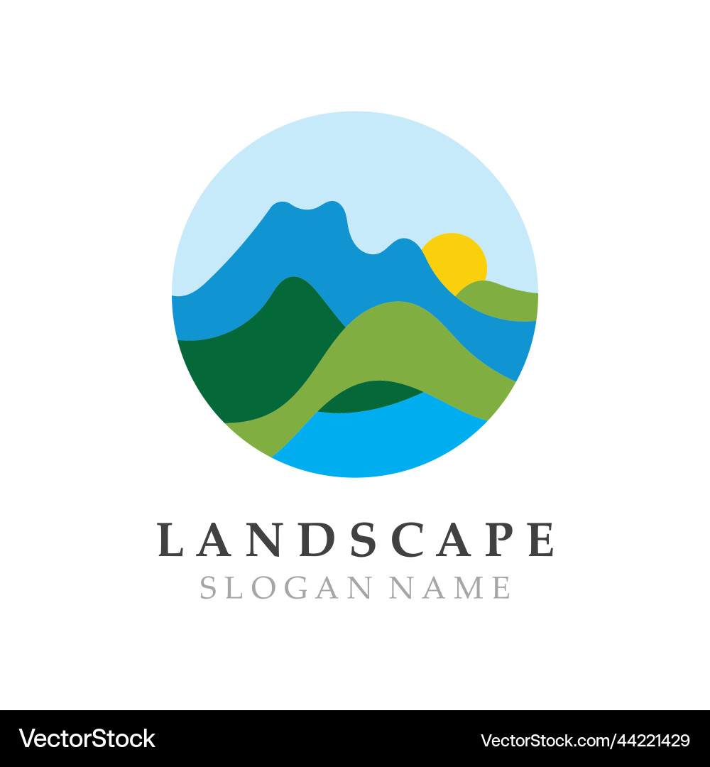 Mountain nature landscape logo design template Vector Image