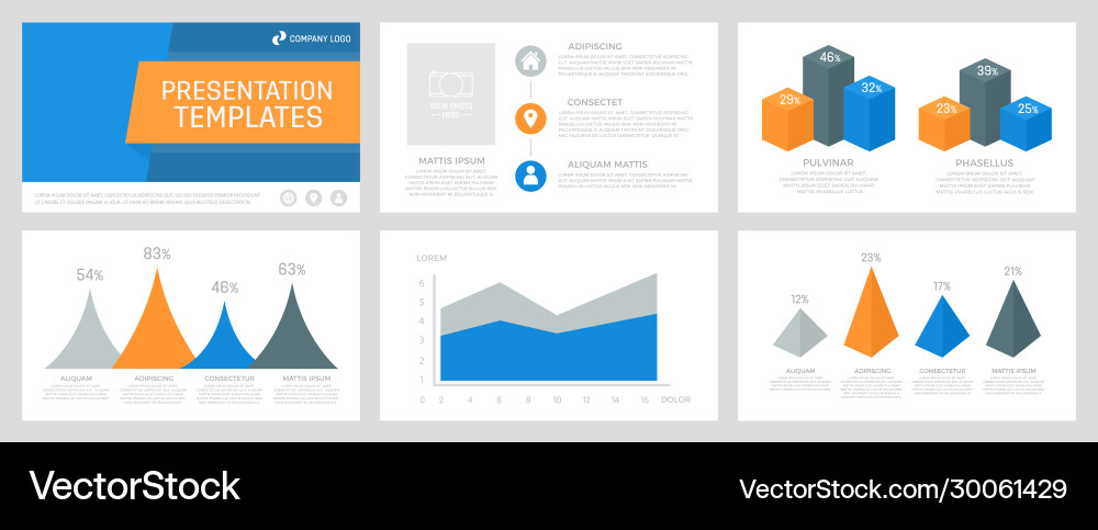 Set blue gray and orange elements Royalty Free Vector Image