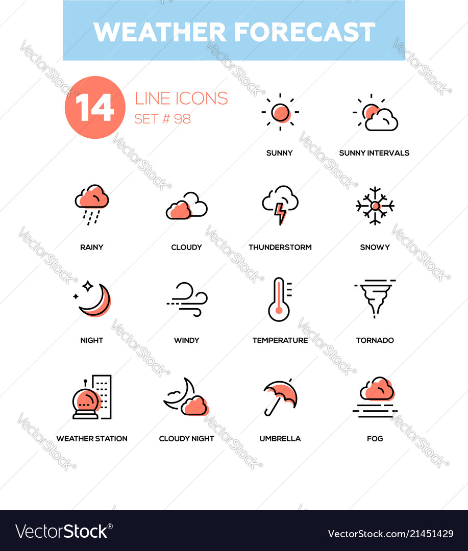 Weather forecast - modern line design icons set Vector Image