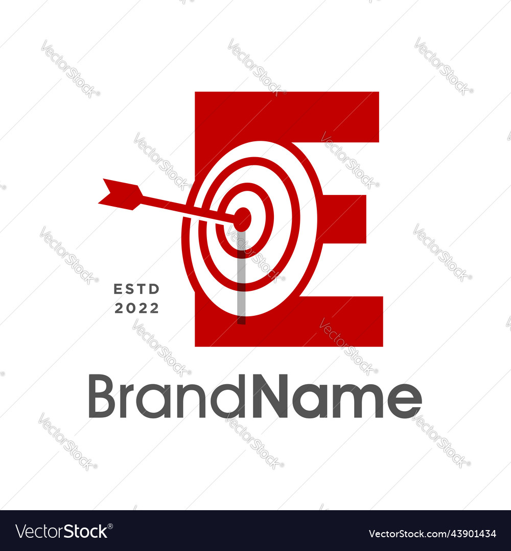 Initial e bow target Royalty Free Vector Image