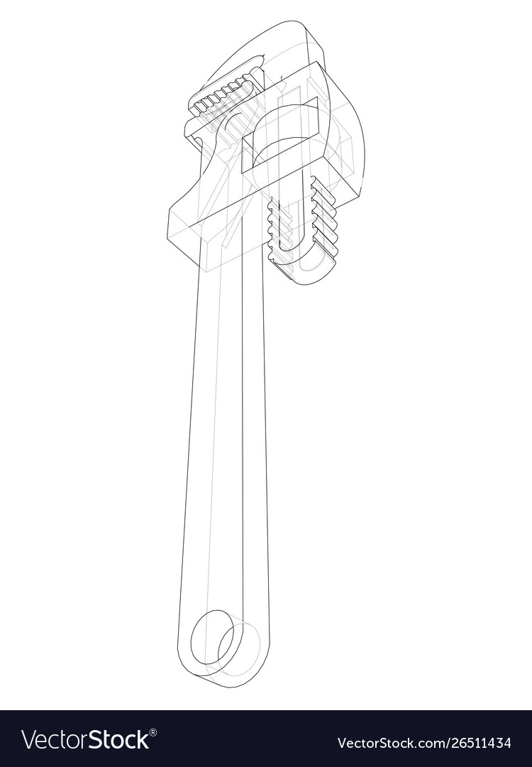 Outline adjustable wrench Royalty Free Vector Image Outline adjustable wrench Royalty Free Vector Image
